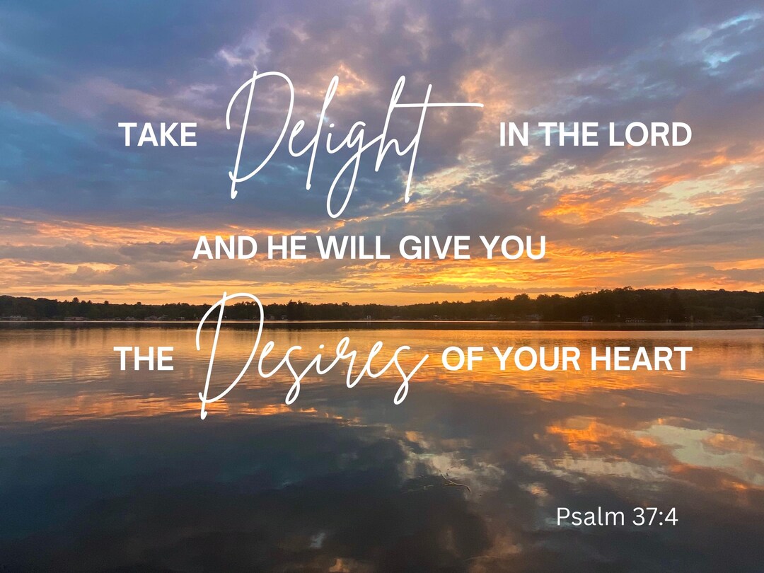 Fiery Sunrise Sky Reflection Photography Print: Psalm 37, Christian Art ...