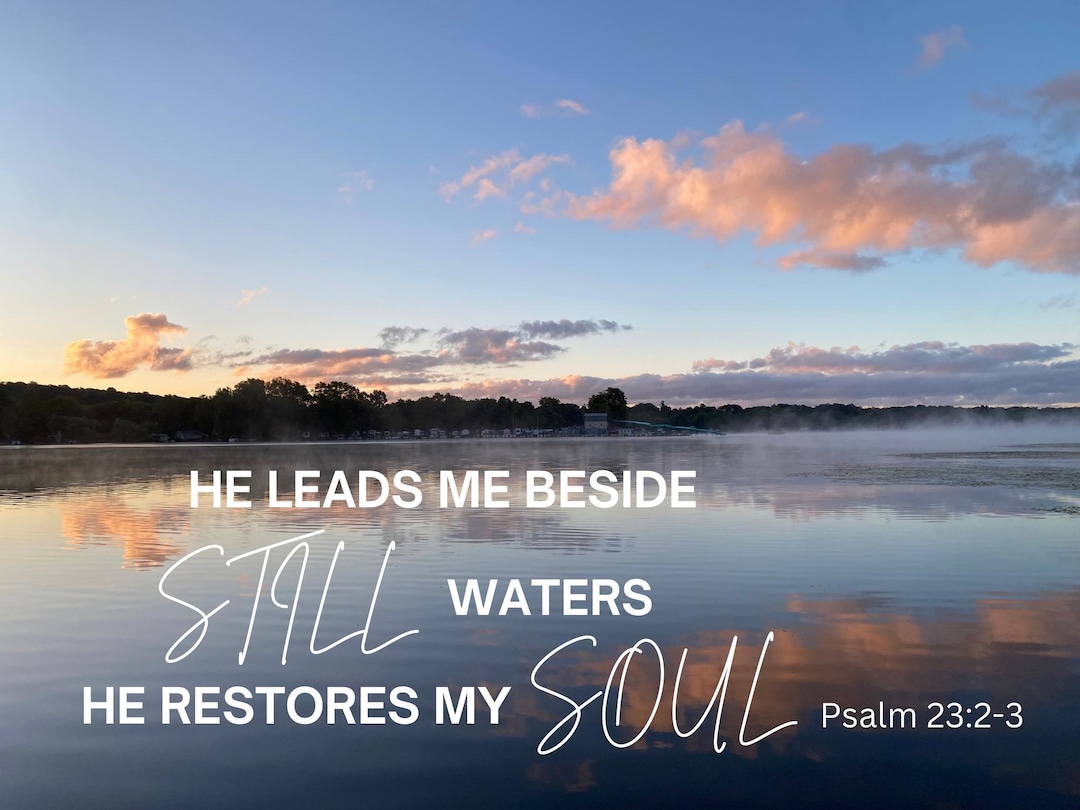 Sunrise With Scripture/psalm 23/scenic/wall Art/still Waters/lake ...