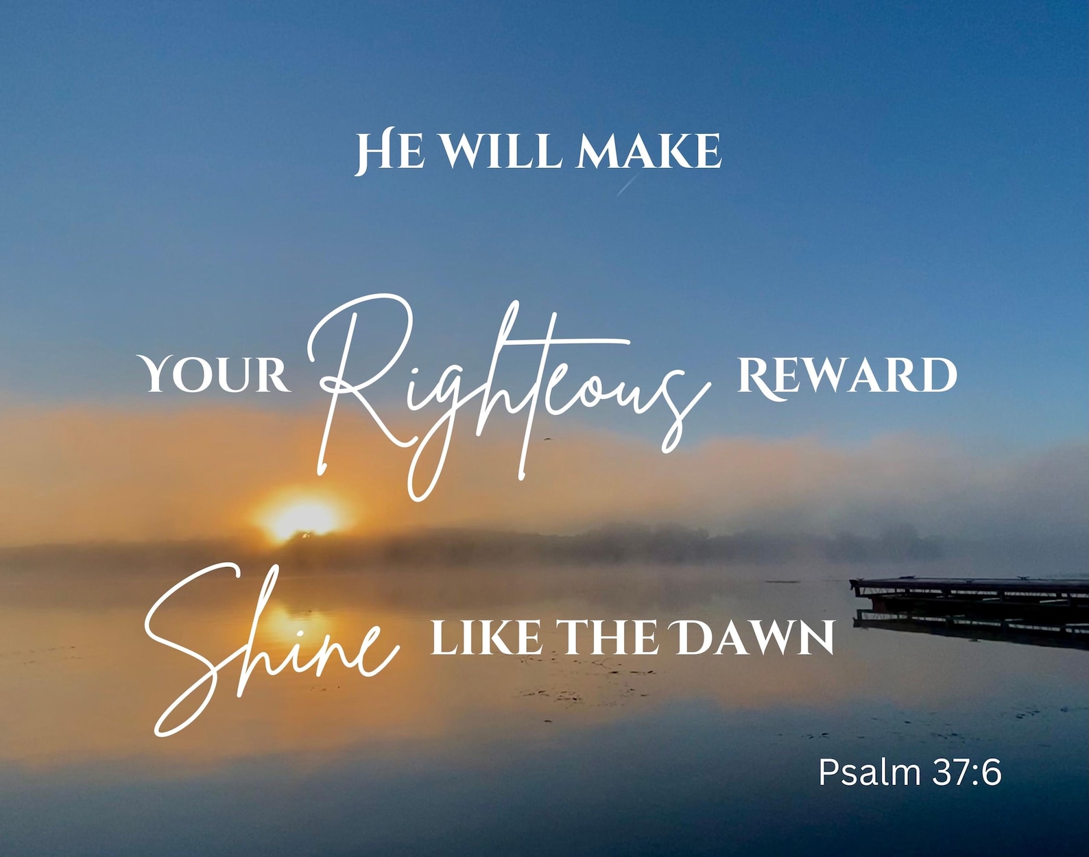 Golden Sunrise Shining Through the Fog/psalm 37 Scripture/christian Art ...