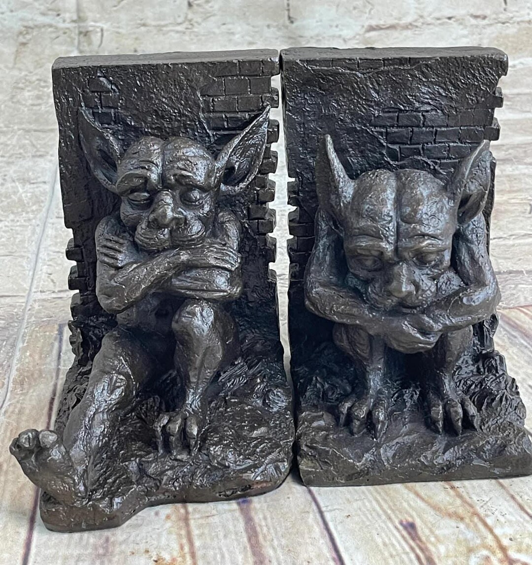 Gargoyle Bookends Bronze Sculpture Figurines for Mythical Art Decor - Etsy