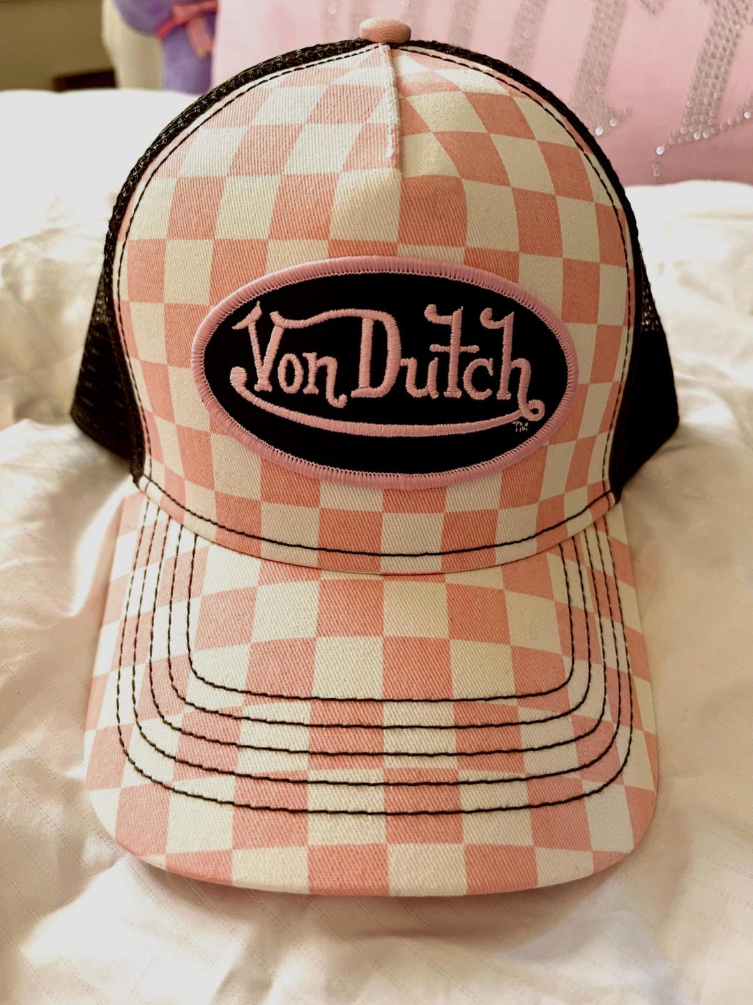 Baby Pink Checkered Von Dutch Hat - Etsy