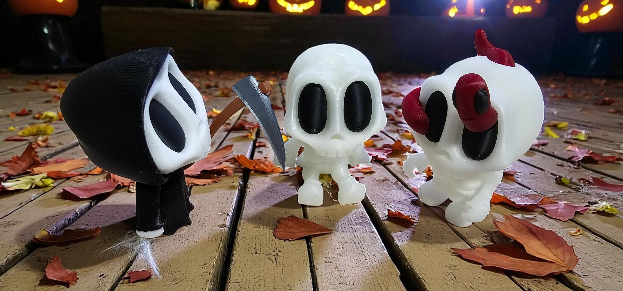 Blob Lab Skeletons 3D Printed – Cute & Creepy Halloween Toys (3.5"x2"x2 ...