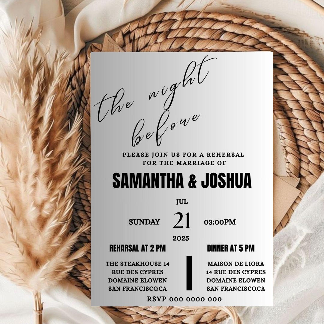 Editable Night Before Invitation Template: Printable Party Invite (5x7 ...