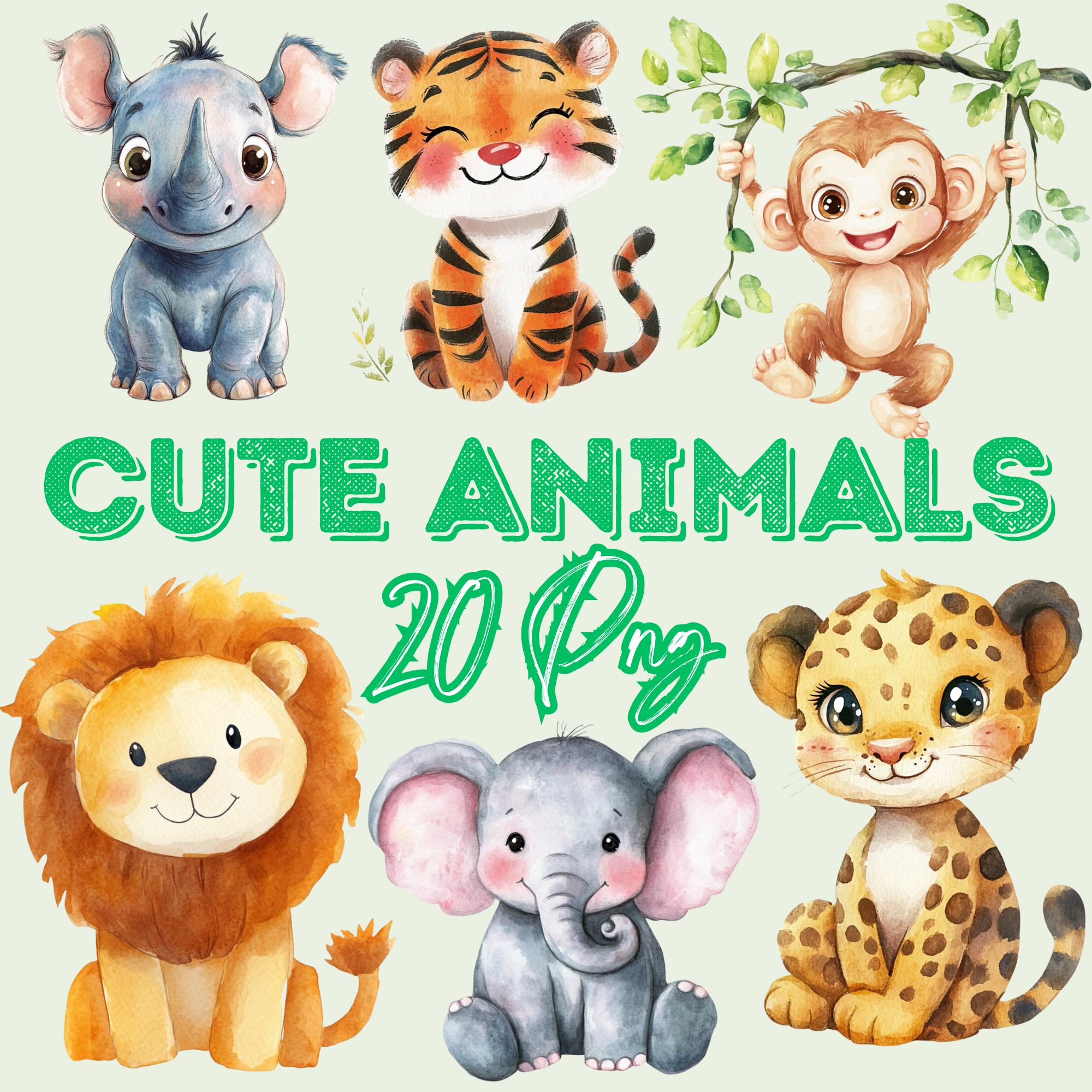 Safari Animals Clipart Set, Wild Animal Illustrations, High-quality ...