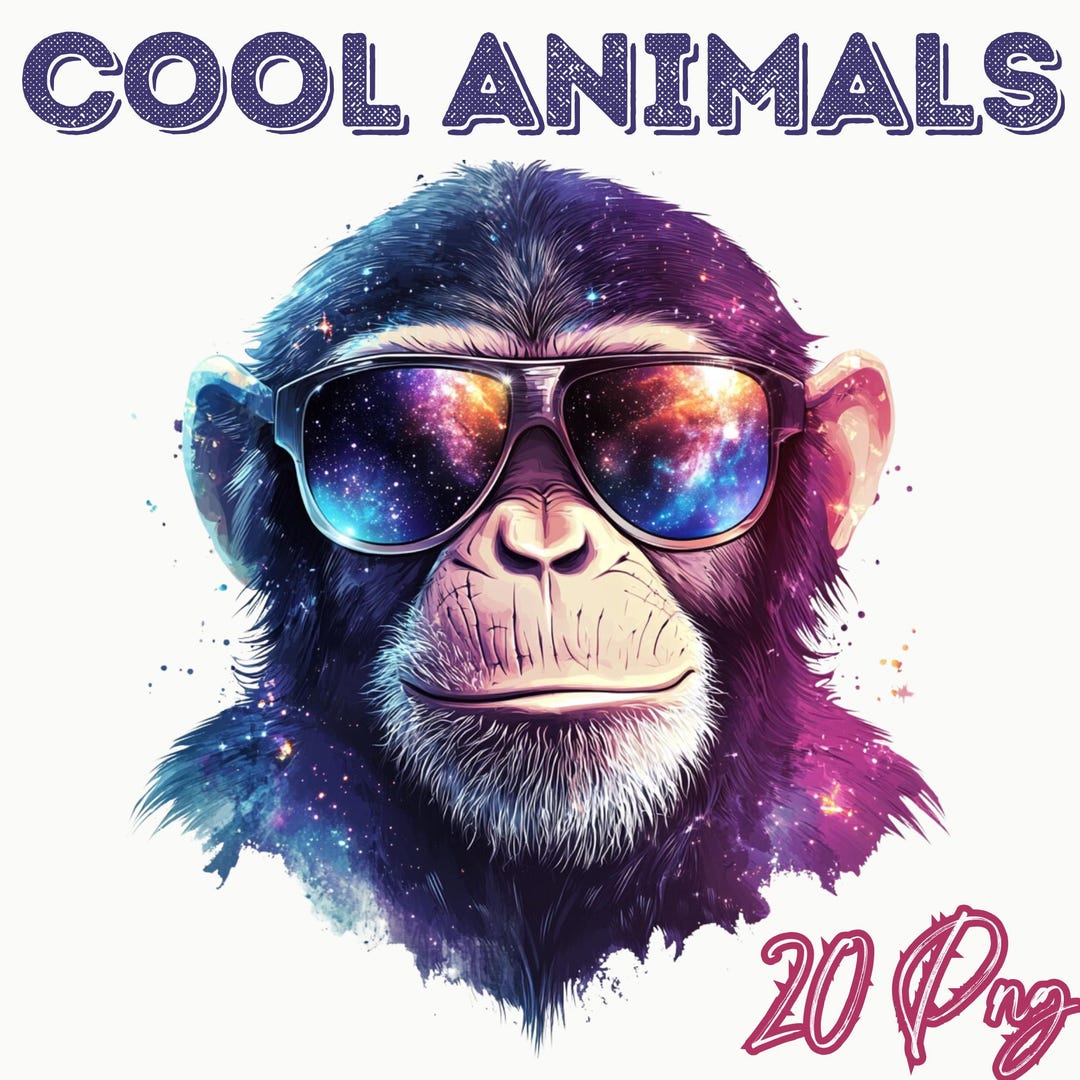 Watercolor Cool Animals Attitude Cliparts - 20 Animal Designs - PNG ...
