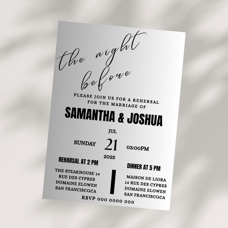 Editable Night Before Invitation Template: Printable Party Invite (5x7 ...