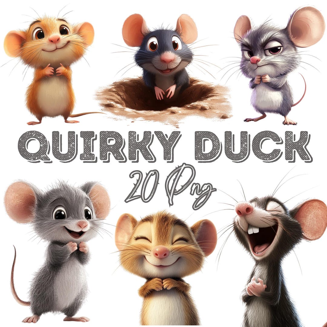 Quirky and Grumpy Rat Clipart Set, 20 Cute & Funny Designs, Digital ...