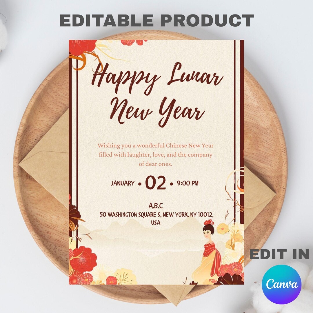Editable Chinese New Year Invitation Template: Party Invite (digital ...