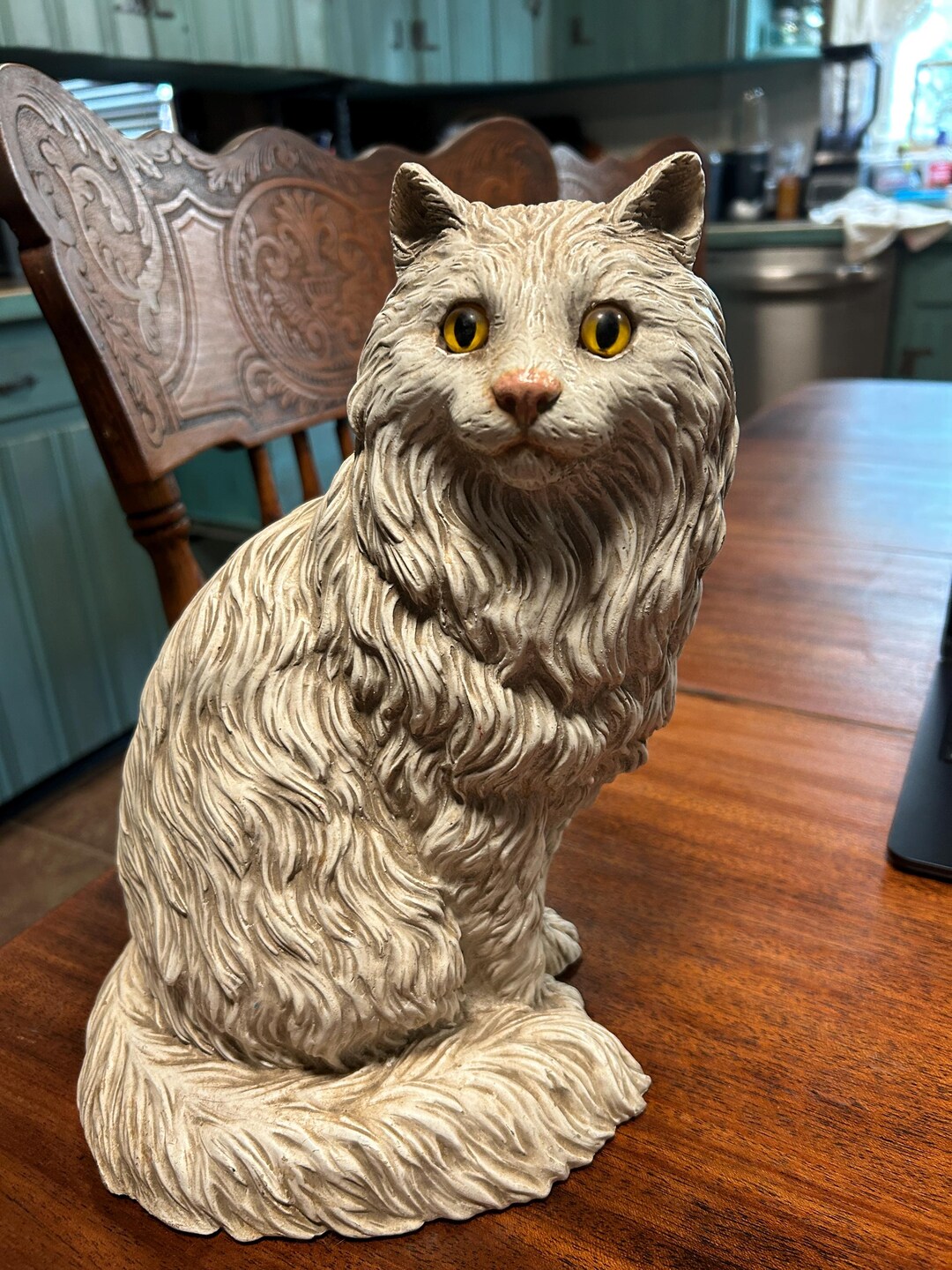 Vintage 1986 Universal Statuary Seated White Persian Cat Statue With ...