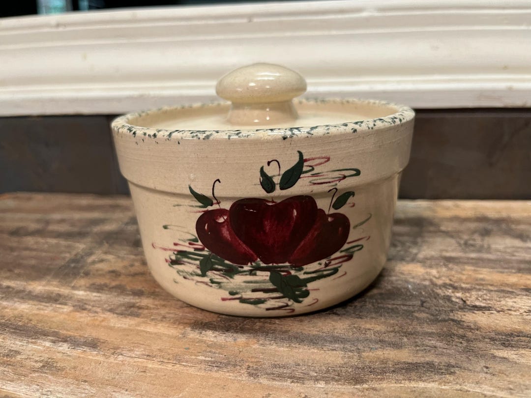 Vintage Casey Pottery Sugar Dish With Lid, Apple Design - Etsy