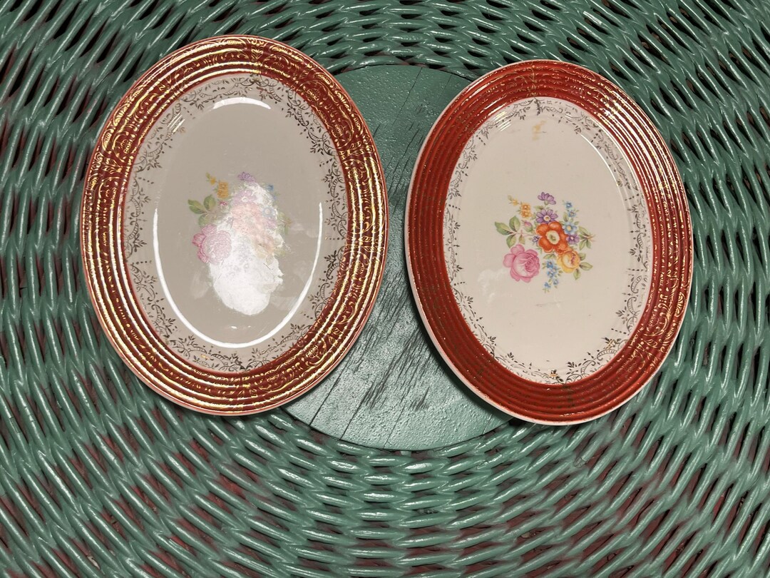 Two Leigh Ware Oval Plates - Etsy