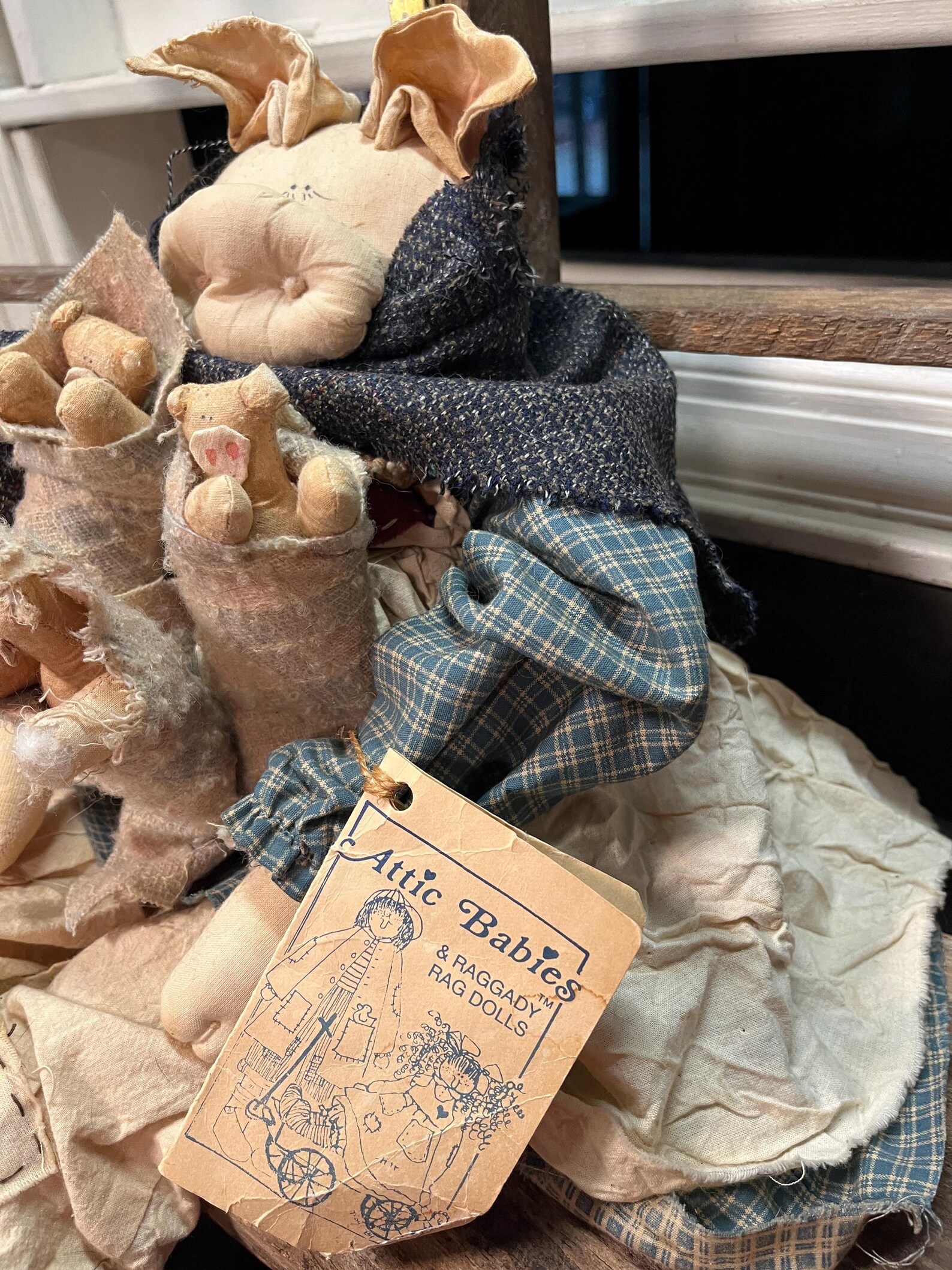 Primitive Attic Babies. ( Sadie Sow With Piglets ) Sadie is 23" Long ...