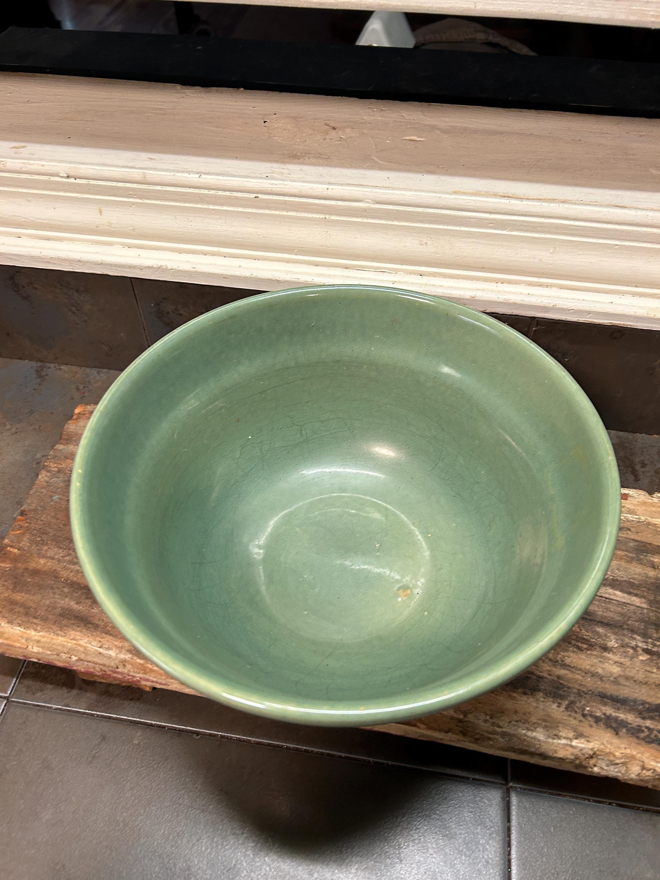 Vintage Stone Mixing Bowl ,1940's Red Wing Provincial .brown With Green ...