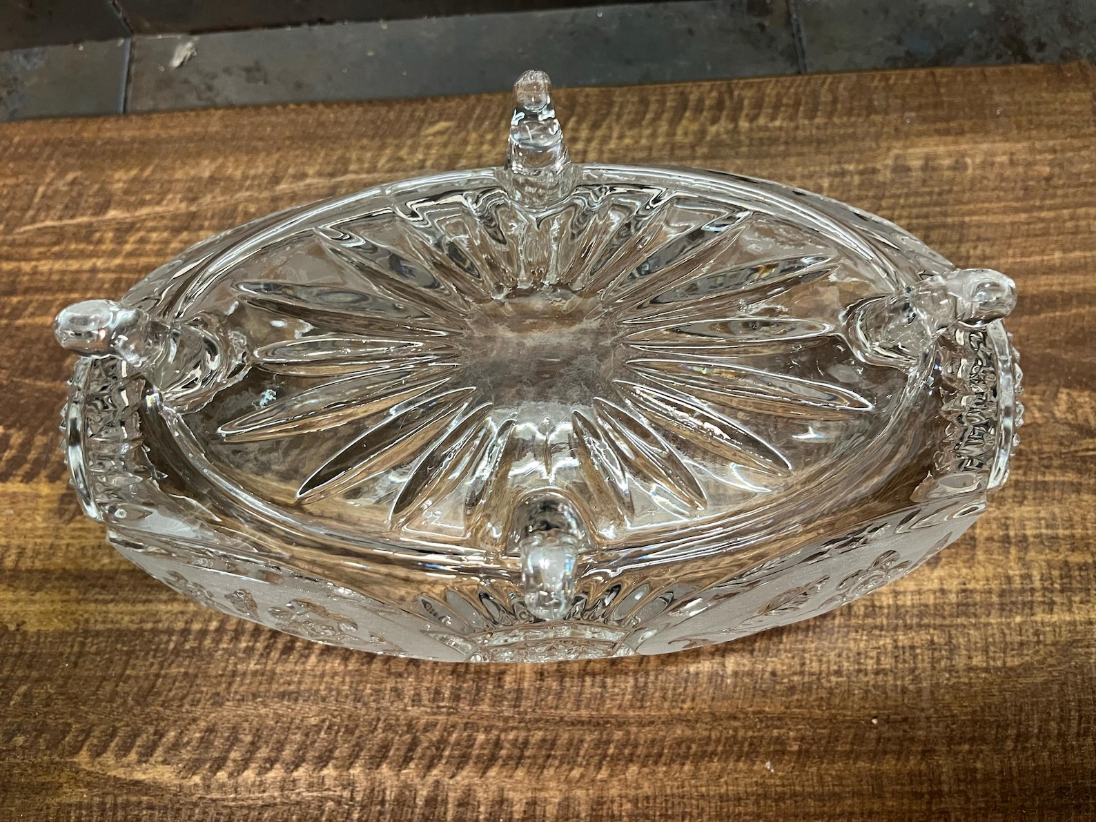 Vintage Frosted Lead Cut Crystal Serving Bowl - Etsy