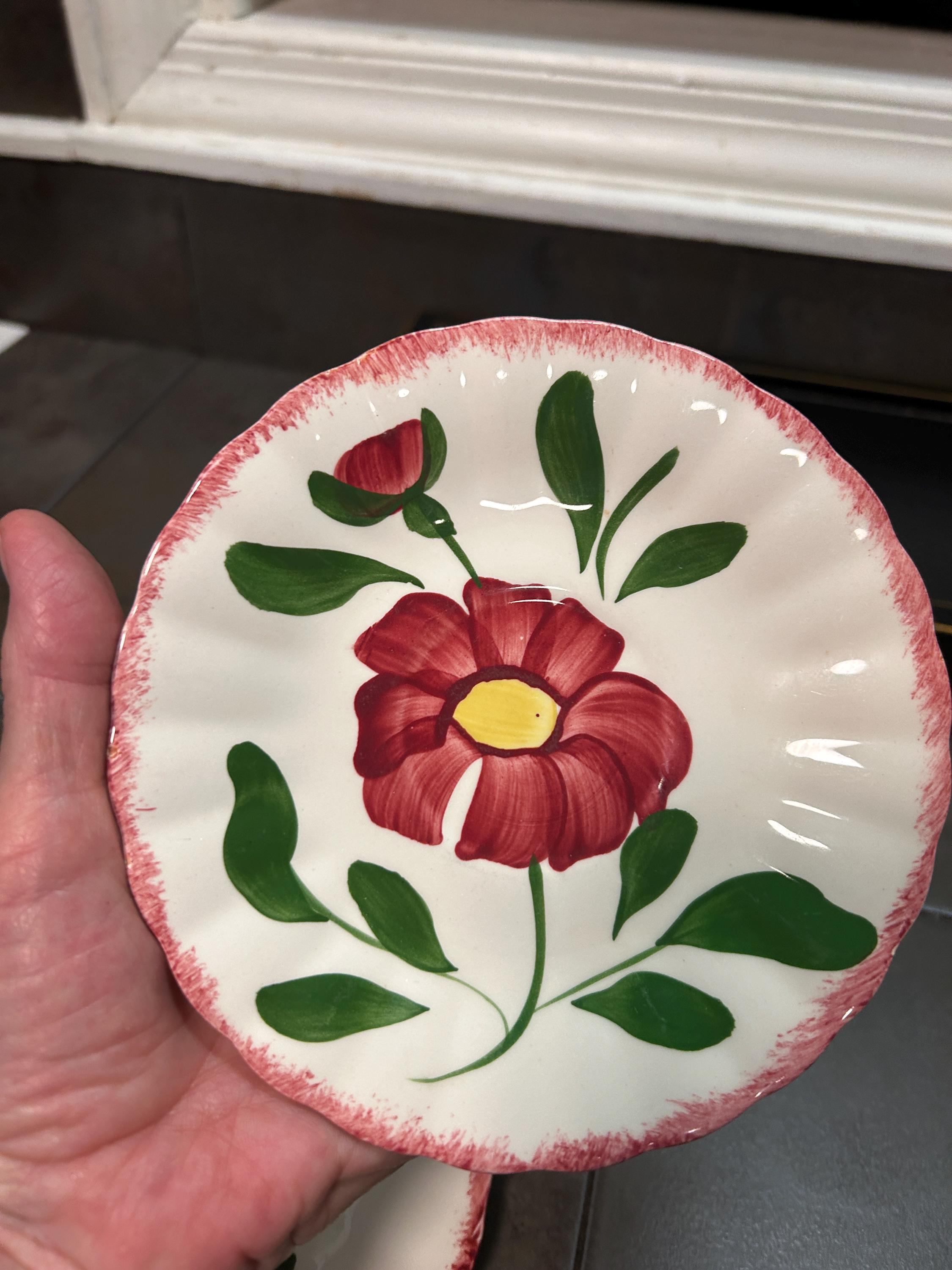 Four Vintage Blue Ridge Southern Pottery Plates: Hand-painted Bread ...