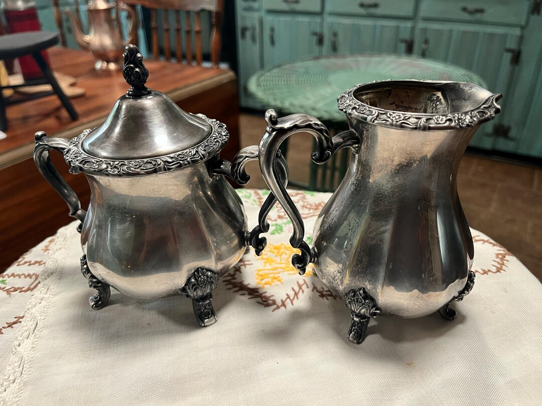 Fancy Silver Plate Cream and Sugar Set , Countless , International ...