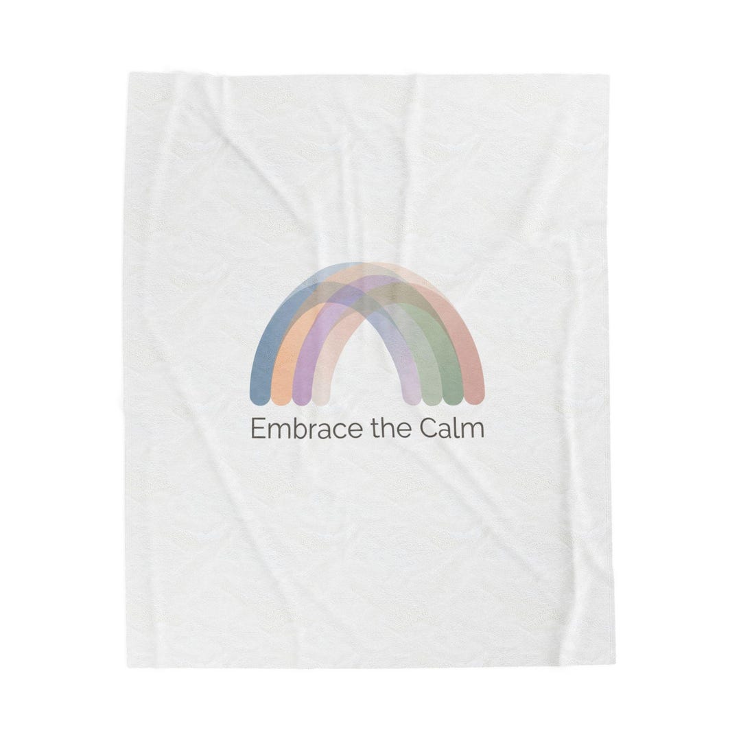 Muted Pastel Rainbow 'embrace the Calm' Velveteen Plush Blanket | Soft ...