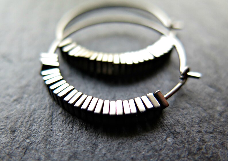 Niobium Hoop Earrings Hypoallergenic Jewelry Silver Hematite Etsy