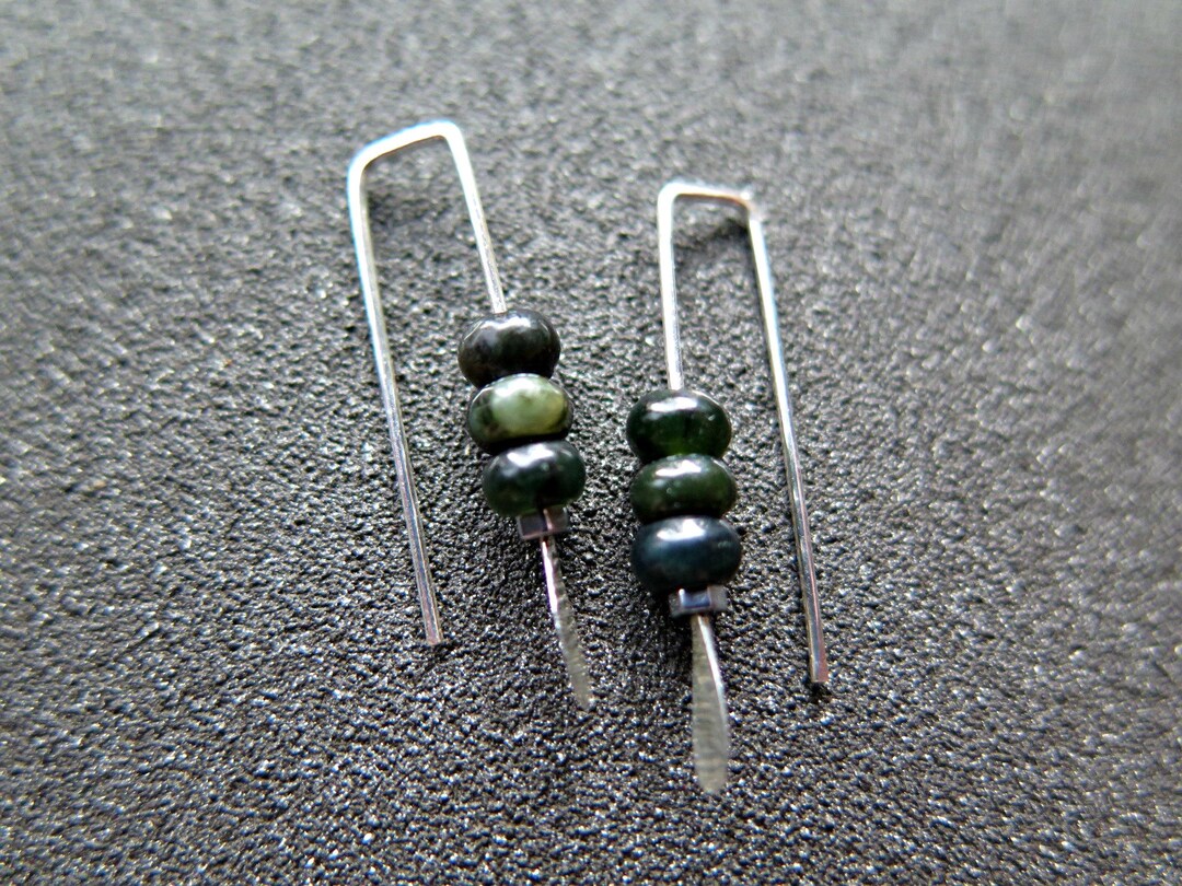 Sale. Very Dark Forest Green Jade Earrings. Natural Gemstone Jewelry ...