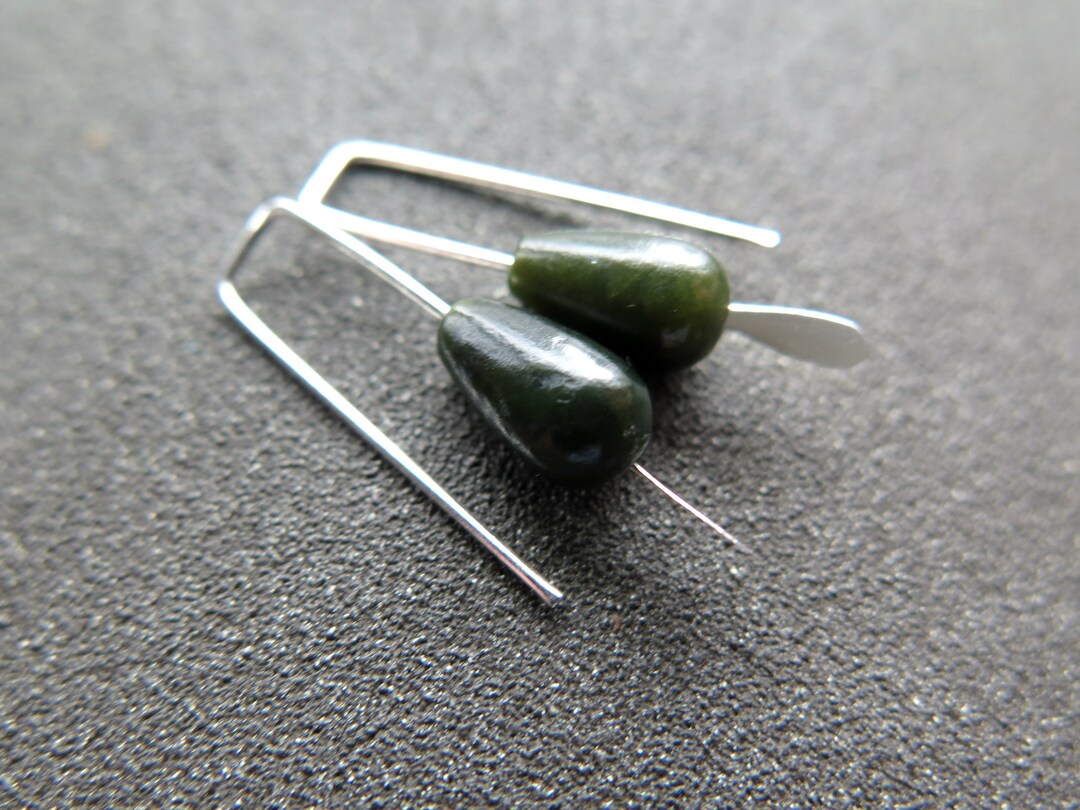 Very Dark Forest Green Jade Earrings. Simple Stone Jewelry. Nature ...