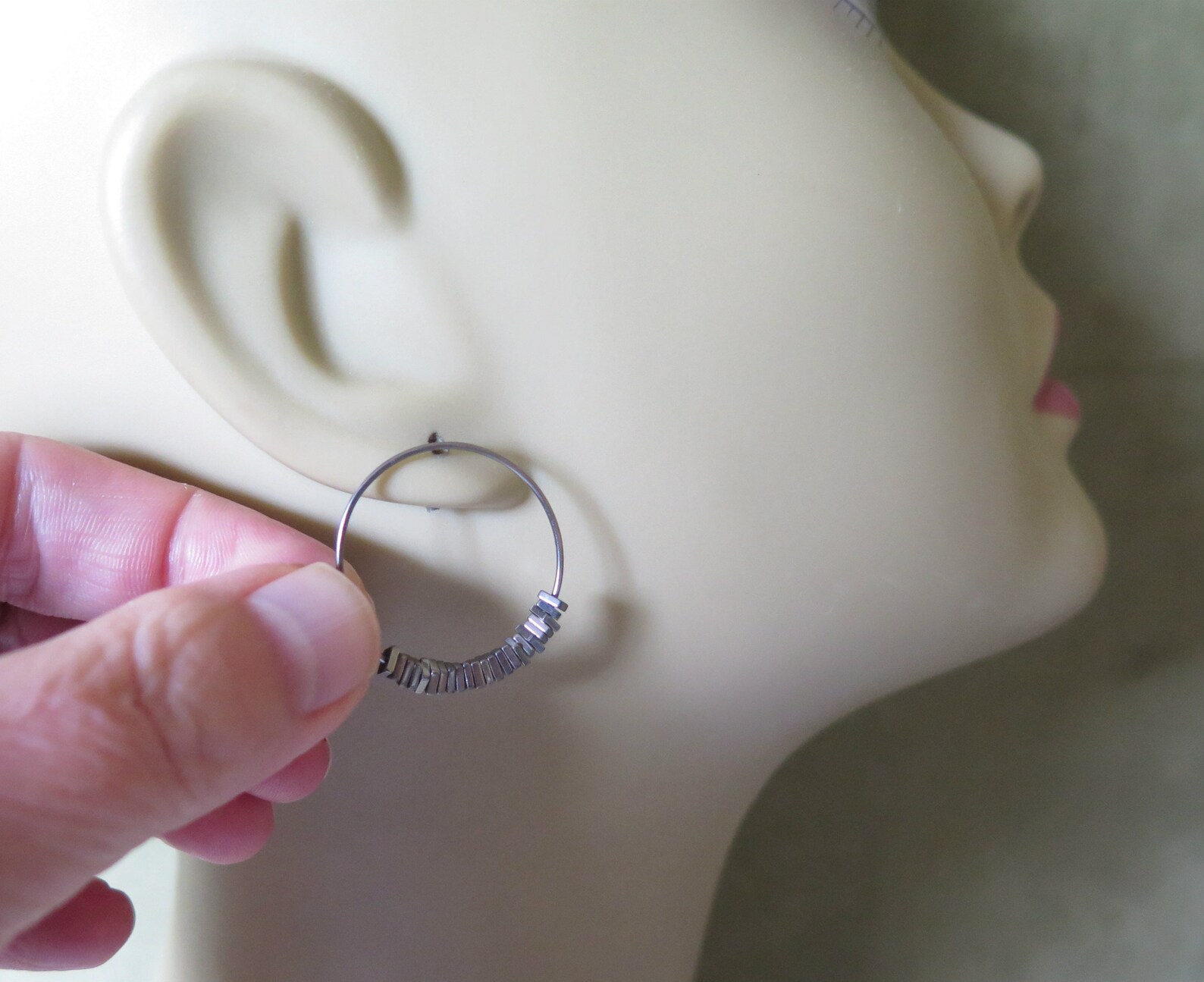 Niobium Hoop Earrings Hypoallergenic Jewelry Silver Hematite Etsy