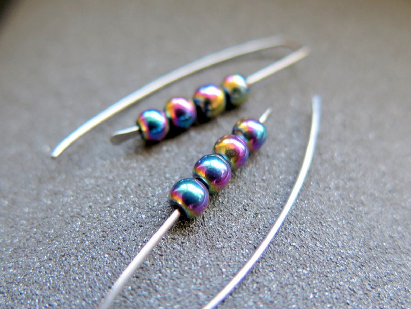 Rainbow Hematite Earrings In Hypoallergenic Niobium Canadian Etsy
