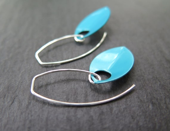 Modern Turquoise Earrings. Anodized Aluminum Jewelry. Sterling Silver Ear Wire. Splurge. Etsy UK