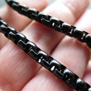 Black Box Chain Necklace. Black Steel Jewelry. Made in Canada. - Etsy