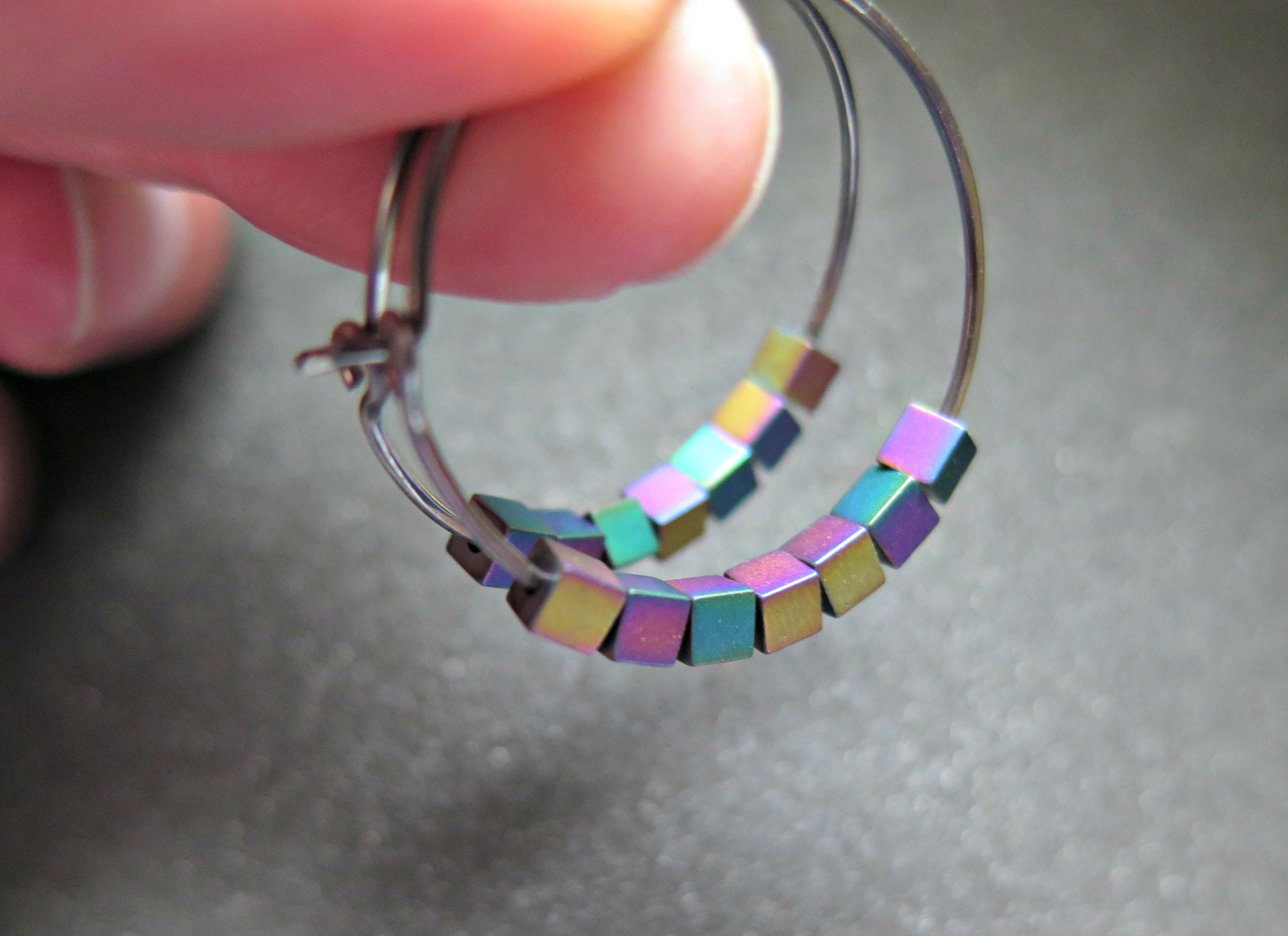 Rainbow Hematite Earrings 1 Niobium Hoop Earrings With Etsy