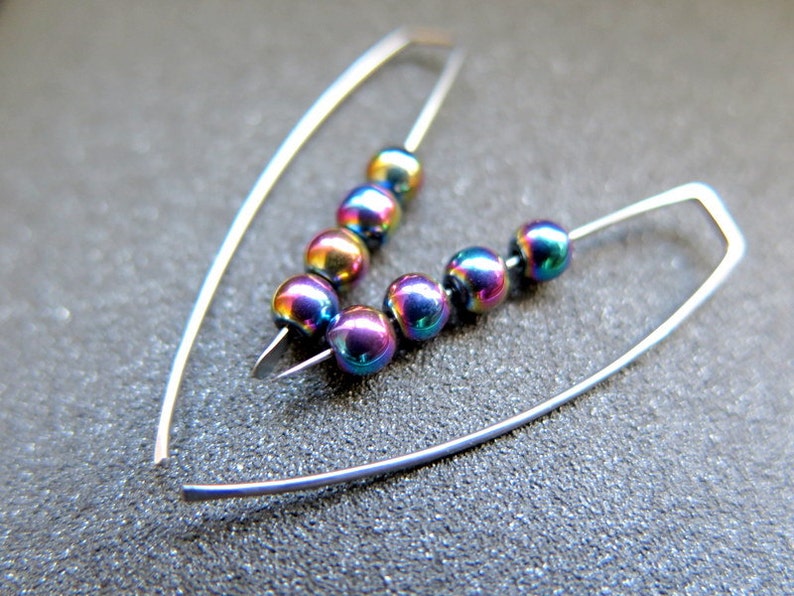 Rainbow Hematite Earrings In Hypoallergenic Niobium Canadian Etsy