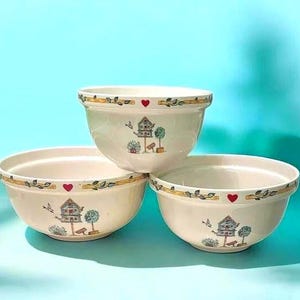 Vintage Thomson Pottery Birdhouse Nesting/mixing Bowl Set - Etsy