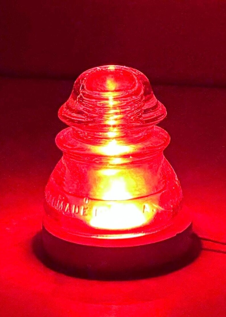 Vintage Glass Insulator With LED Lighted Base and Remote, Available ...