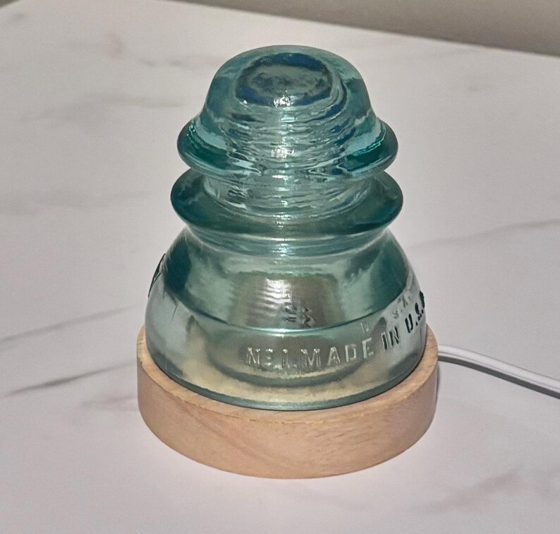 Vintage Glass Insulator With LED Lighted Base and Remote, Available ...