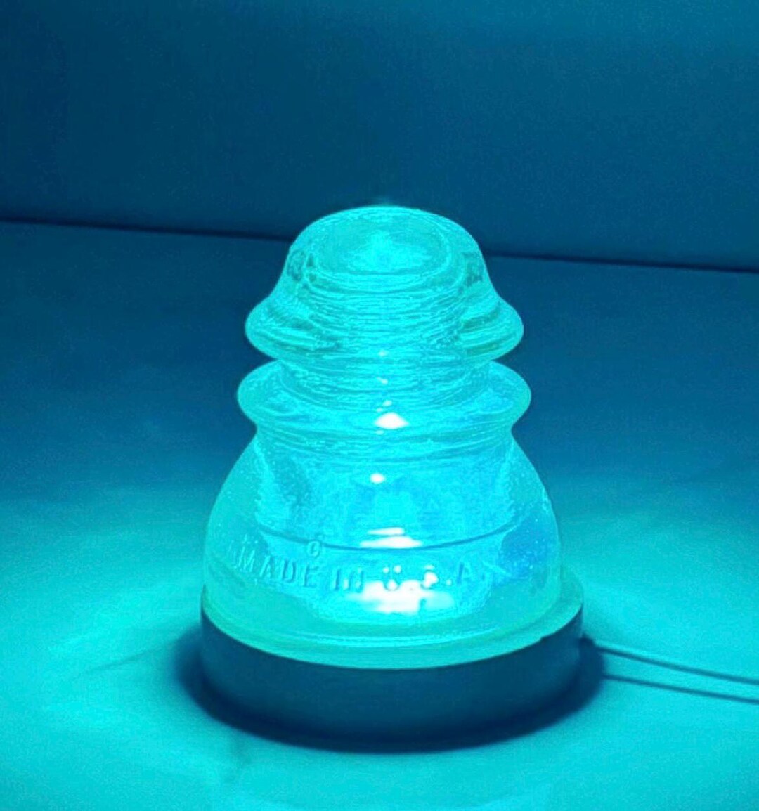 Vintage Glass Insulator With LED Lighted Base and Remote, Available ...