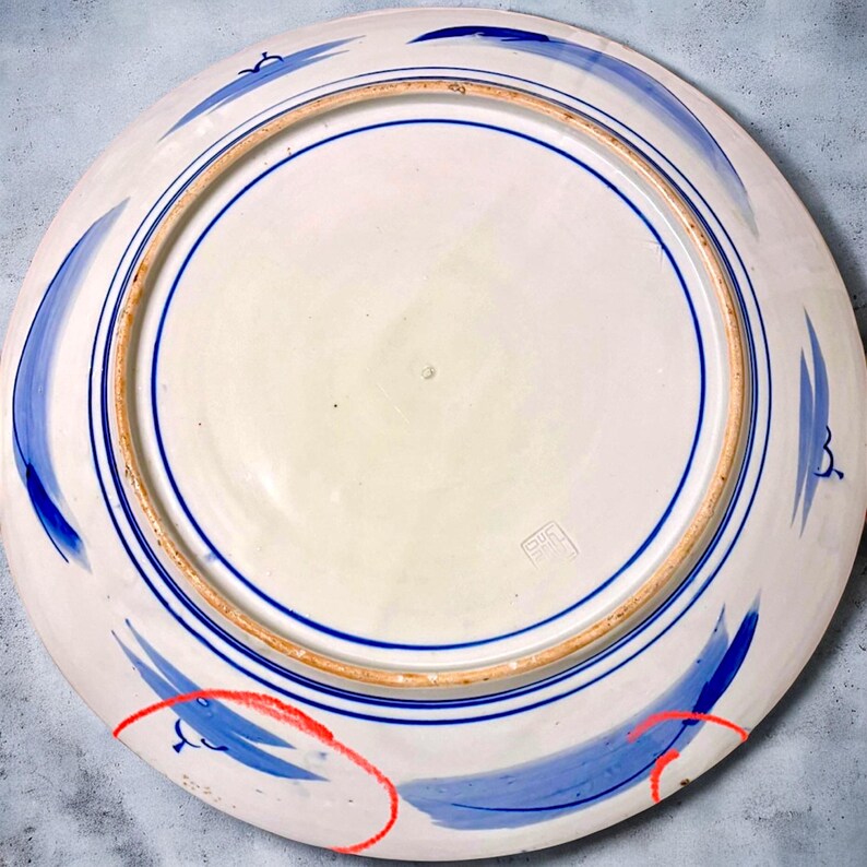 RARE Antique Japanese Arita 15" Blue and White Porcelain Charger - Etsy