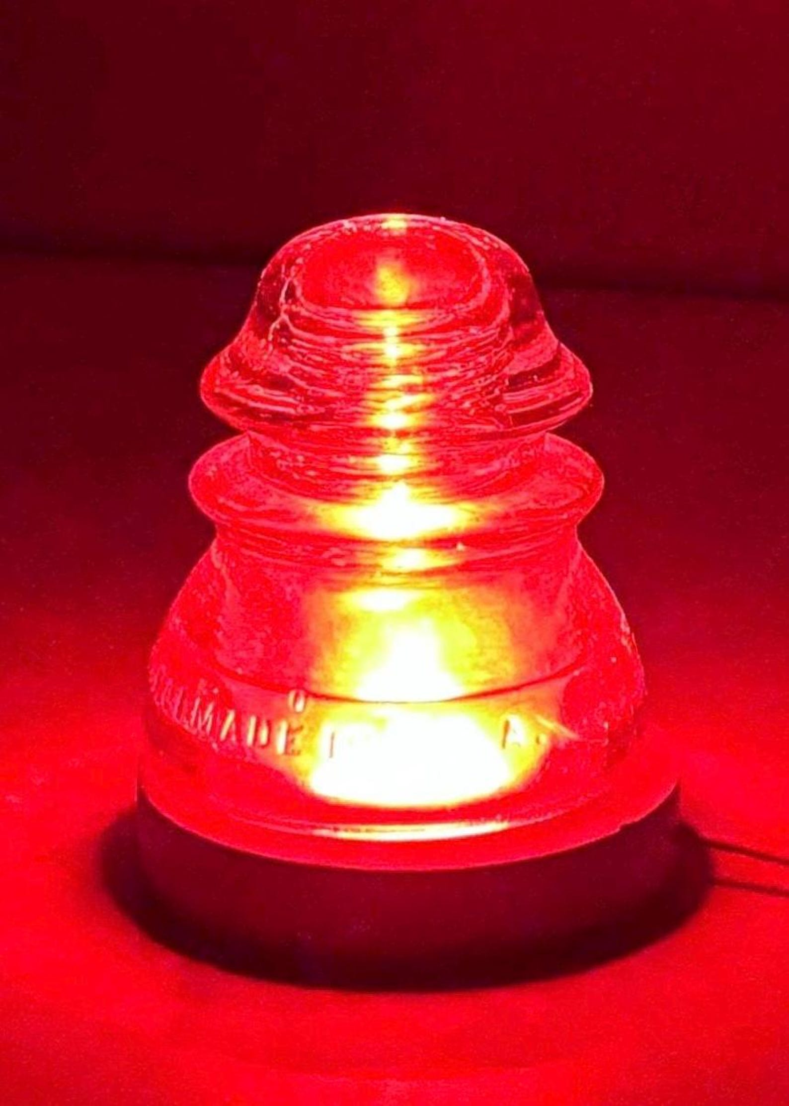Vintage Glass Insulator With LED Lighted Base and Remote, Available ...