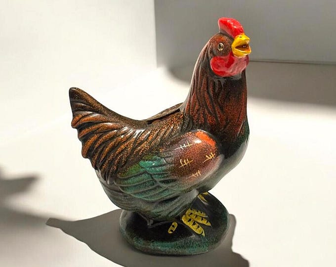 Vintage Ceramic Rooster Money Coin Bank - Etsy