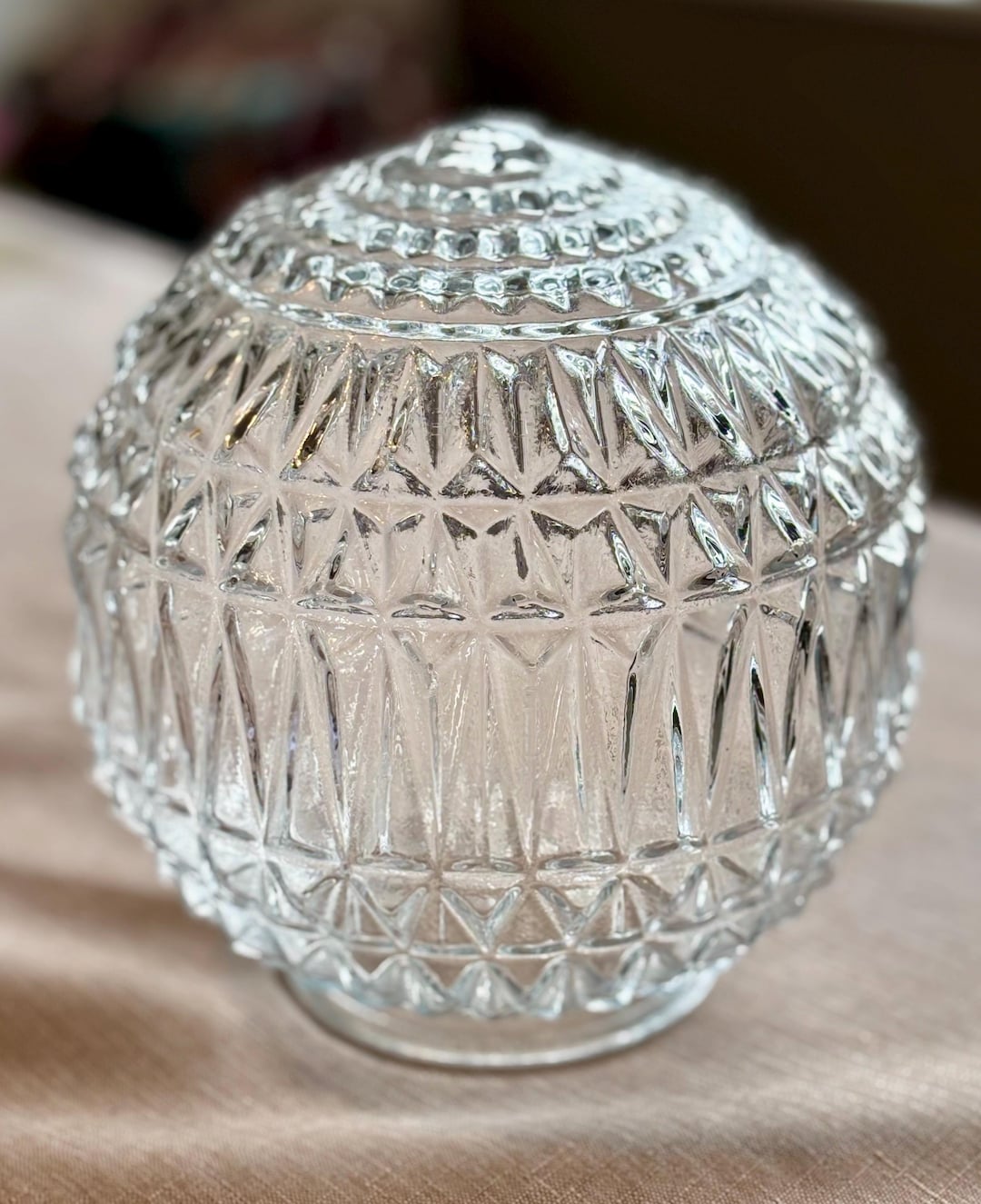 Vintage Diamond Cut Glass Light Shade, Ceiling/flush Mount - Etsy