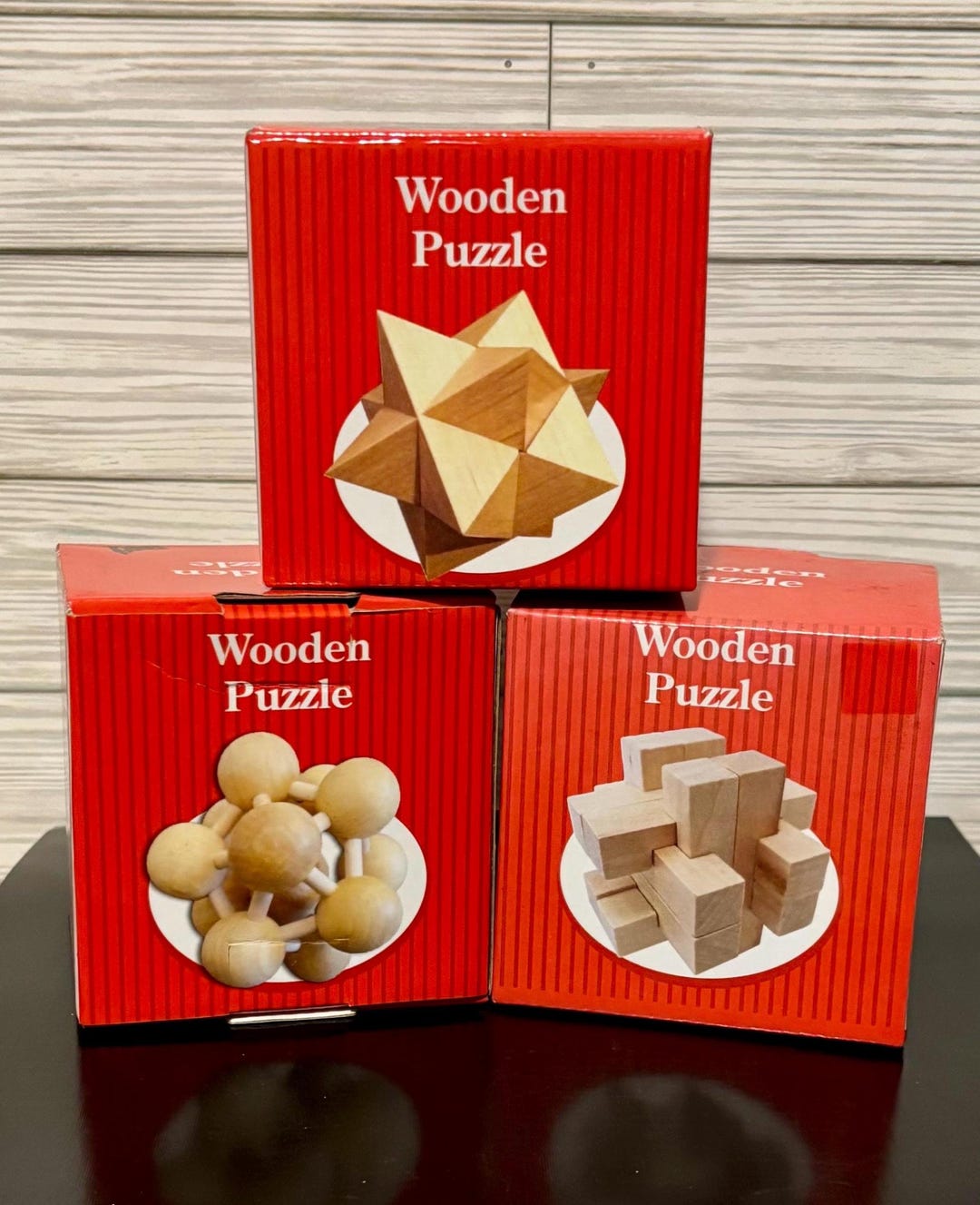 Set of (3) Brain Teaser Wood Puzzles in Original Boxes - Etsy