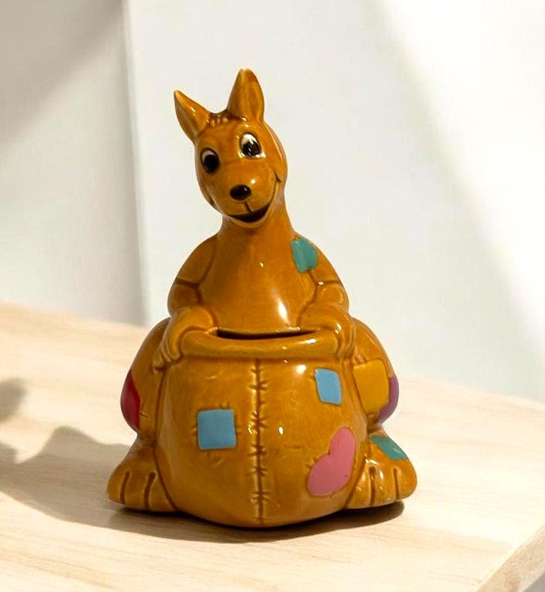 Vintage Ceramic Kangaroo Money Coin Bank by Enesco - Etsy