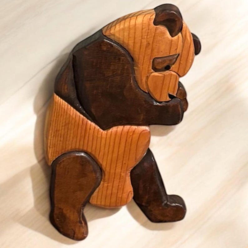 Hand Crafted Intarsia Panda Bear - Etsy