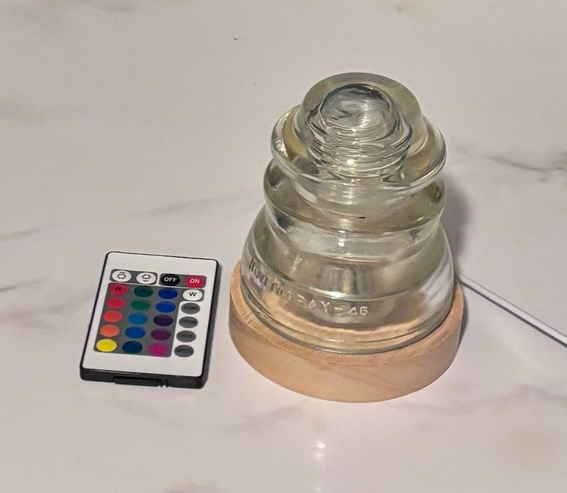 Vintage Glass Insulator With LED Lighted Base and Remote, Available ...