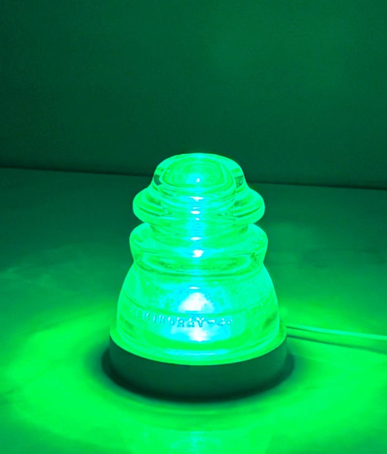 Vintage Glass Insulator With LED Lighted Base and Remote, Available ...