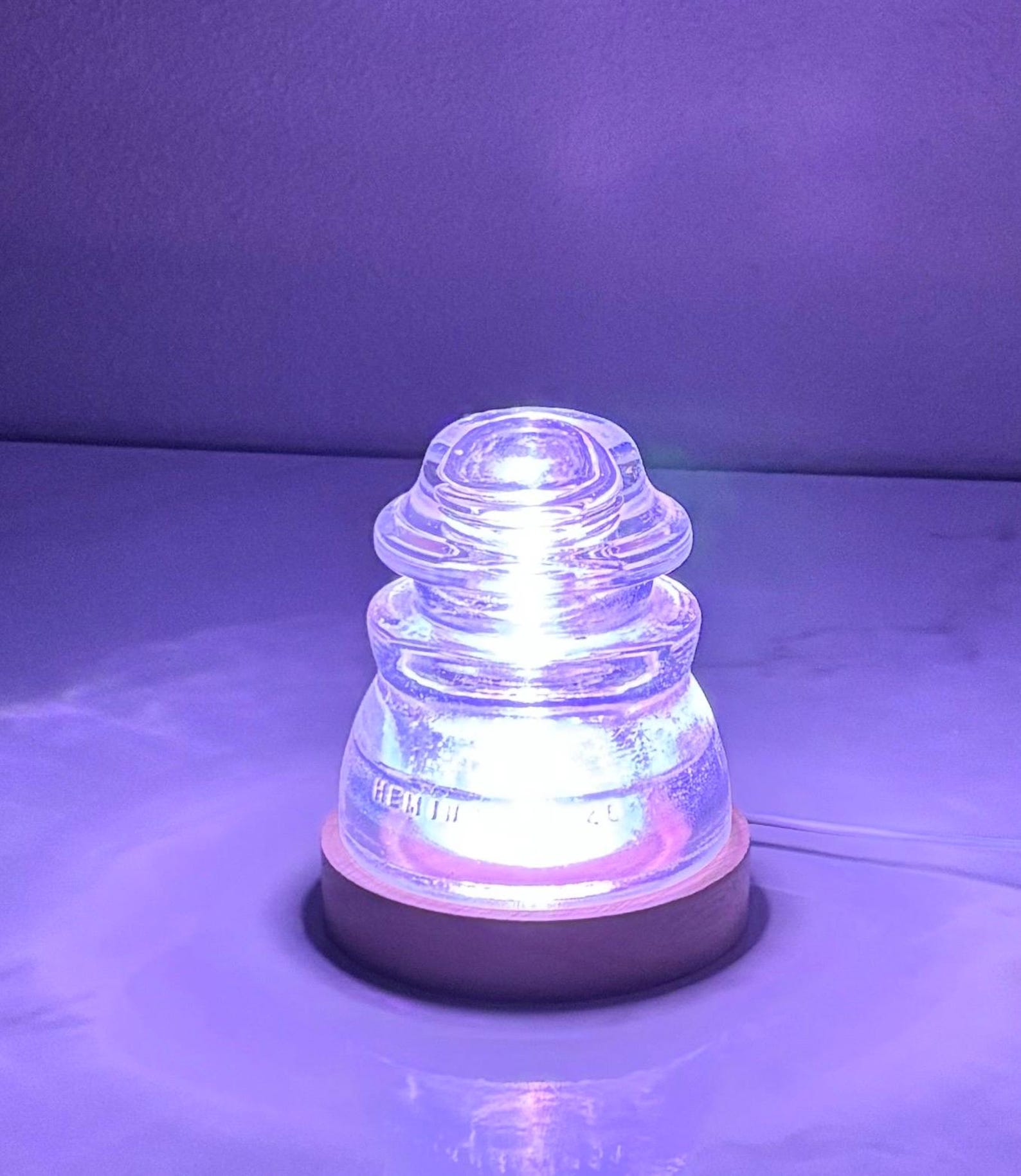 Vintage Glass Insulator With LED Lighted Base and Remote, Available ...