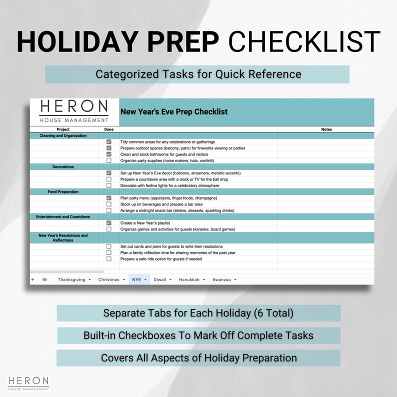 Holiday Prep Checklist | Digital Download Spreadsheet for Christmas ...