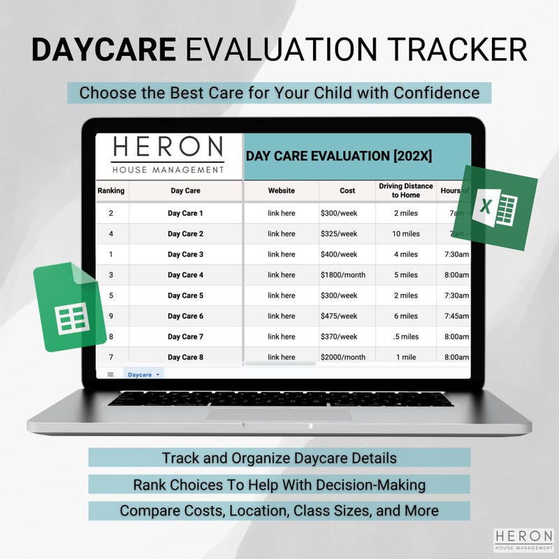 Excel Spreadsheet for Daycare - Etsy