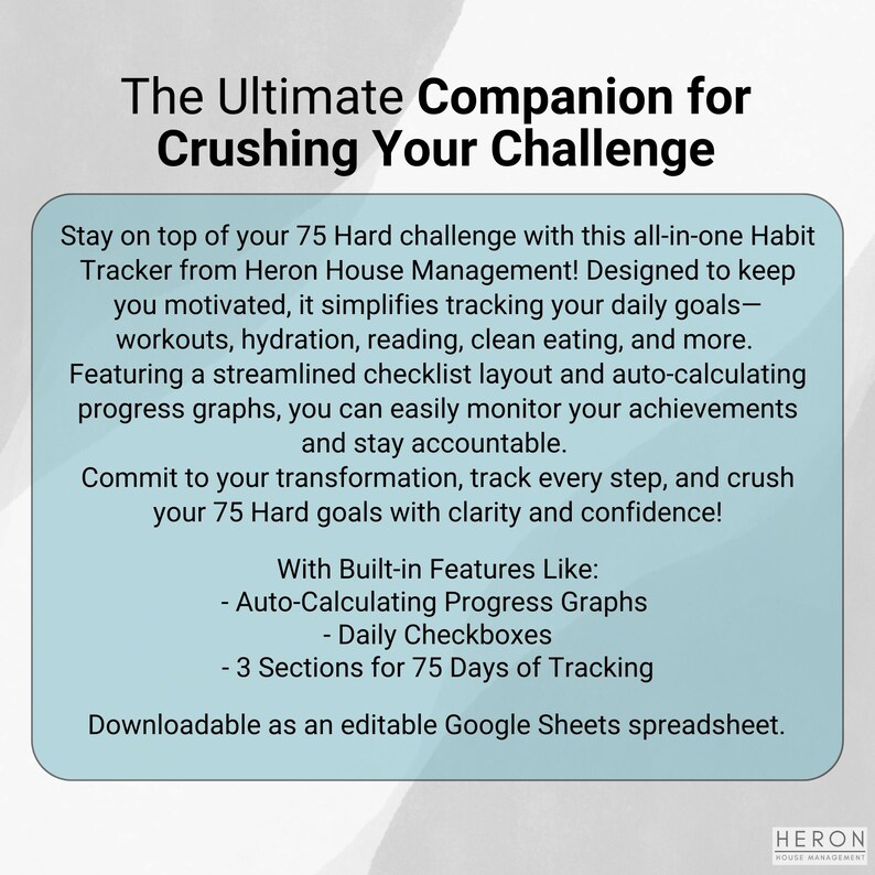 75hard Habit Tracker | Google Sheets | Track Your Challenge Progress - Etsy