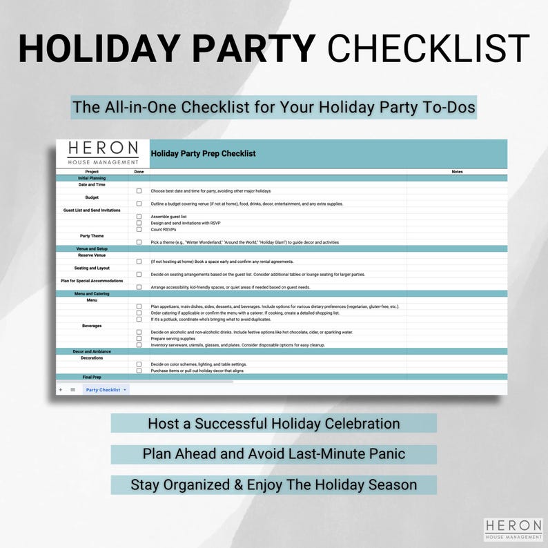 Holiday Party Planning Checklist Template Digital Download in Excel ...