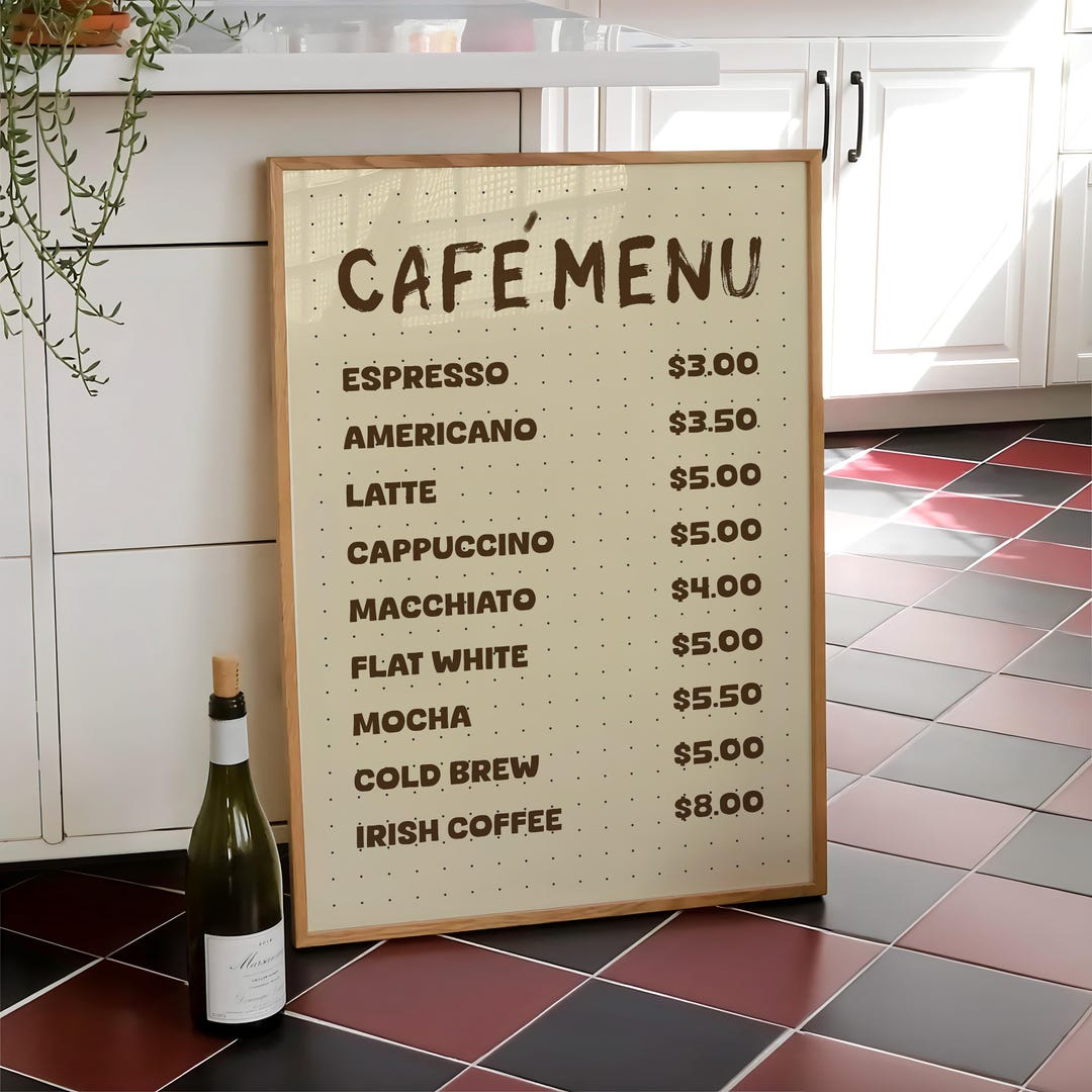 Coffee Bar Menu Print, Morning Coffee Print, Retro Coffee Bar Poster ...