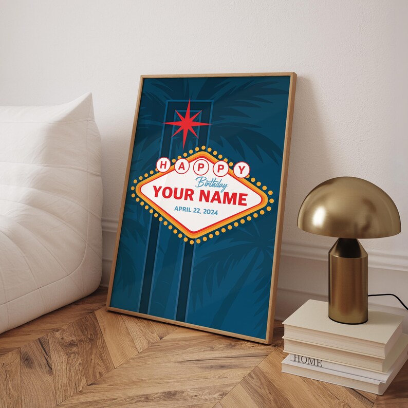 Custom Las Vegas Poster, Personalized Las Vegas Sign Print, Anniversary ...